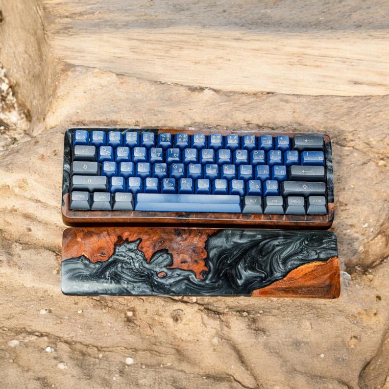 Luxury Black Resin-walnut Wood Keyboard Case, Handcrafted Keyboard ...