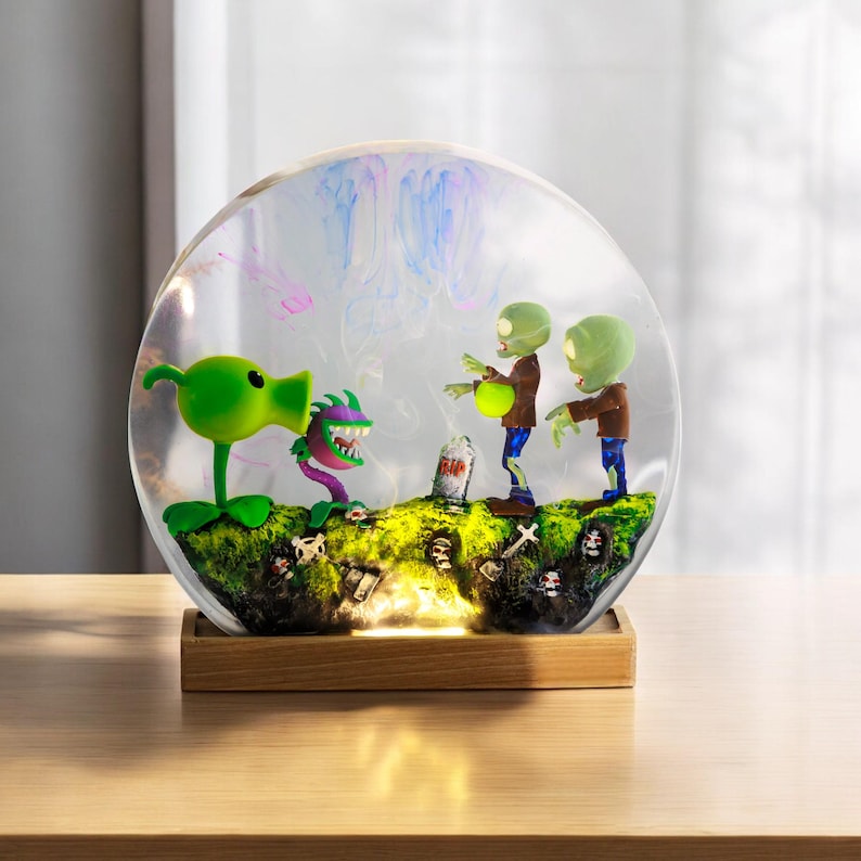 Plant Vs Zombie Diorama Lamp: Handmade Gamer Night Light - Etsy