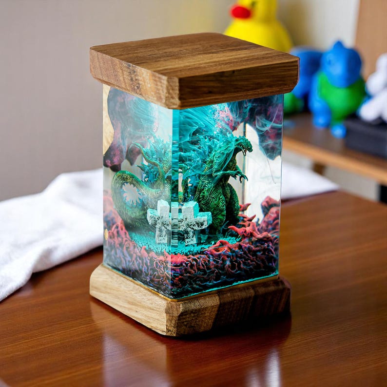 Kaiju Resin Art Lamp: Handcrafted Giant Lizard Night Light - Etsy