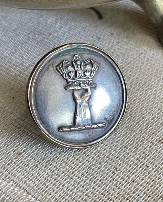 Antique Livery Button Hand/Crown Ring - Gem