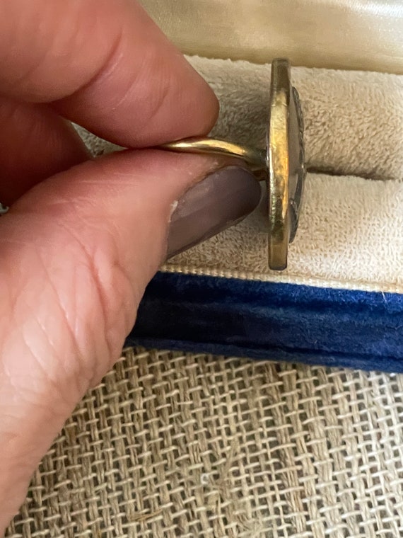 Antique Livery Button Hand/Crown Ring - Gem