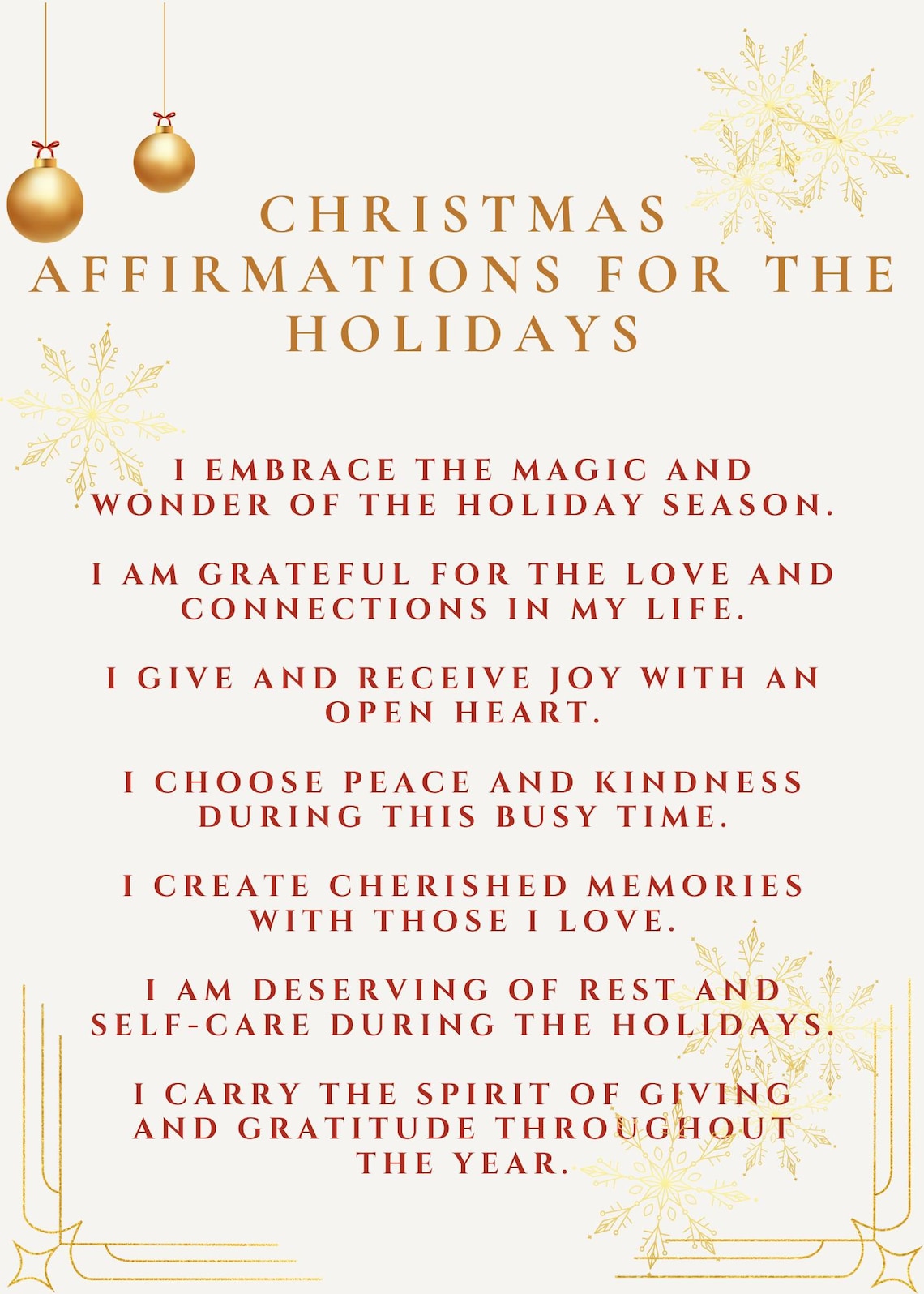 Christmas Affirmations for the Holidays - Etsy