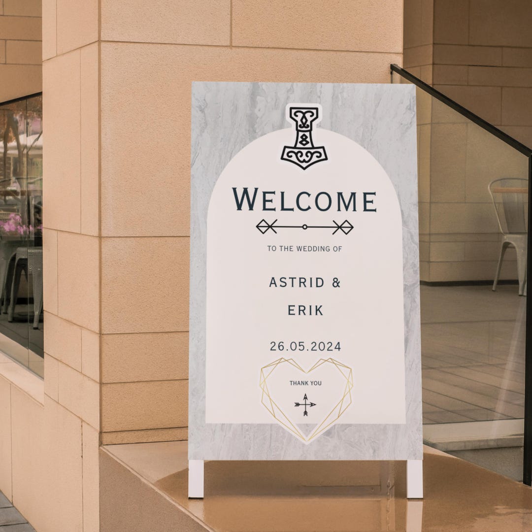 Nordic Wedding Welcome Sign | Viking Symbol Designs (digital Download ...