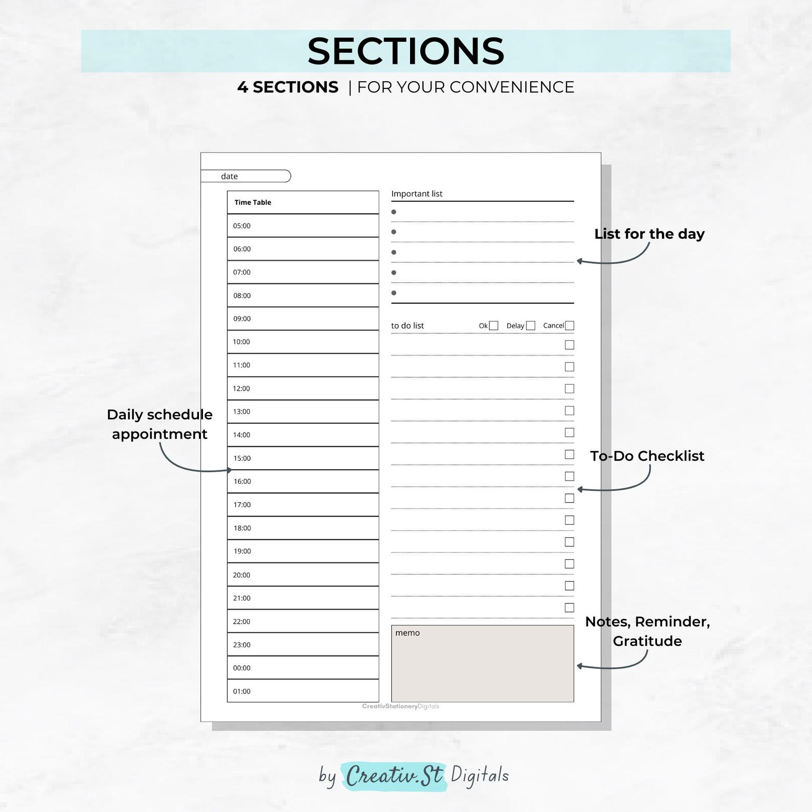 Daily Planner S1 Minimalist Design Inserts, Daily Schedule, Printable ...