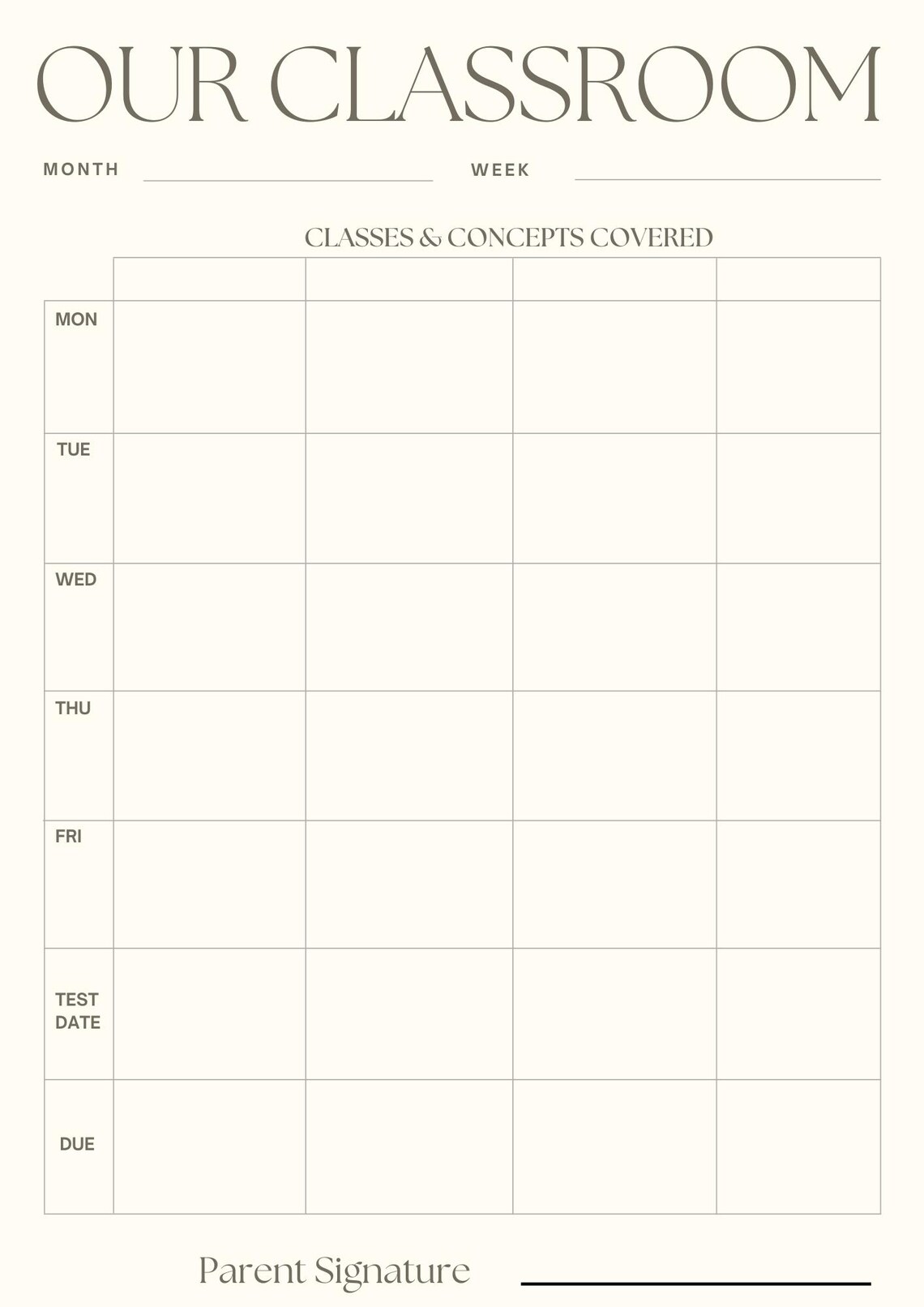 Digital & Printable Weekly Class Calendar for High School Teachers ...