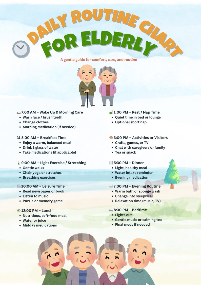 Daily Routine Chart for Elderly - Etsy