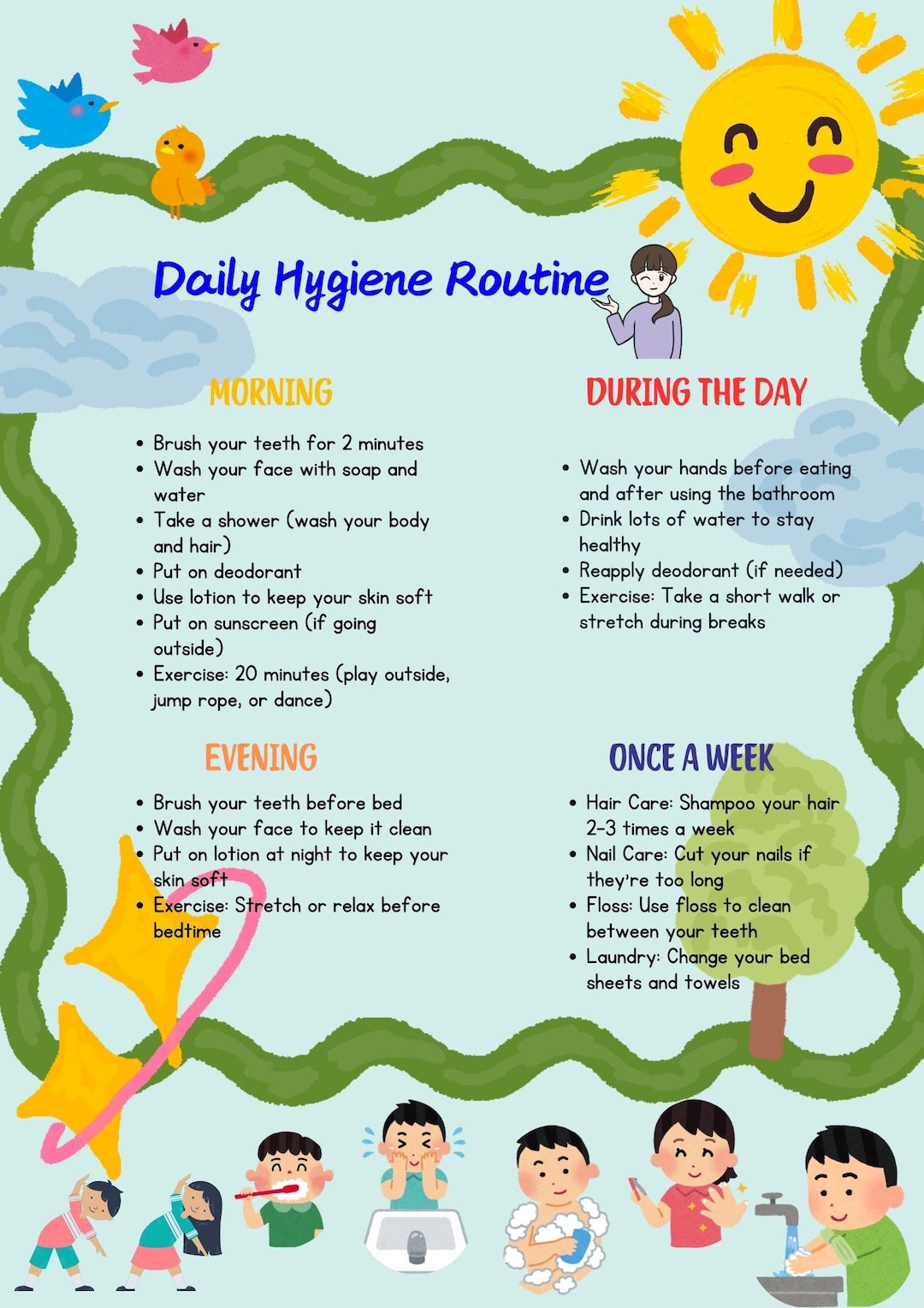 Daily Hygiene Routine Infographic Poster for Classroom and Home - Etsy