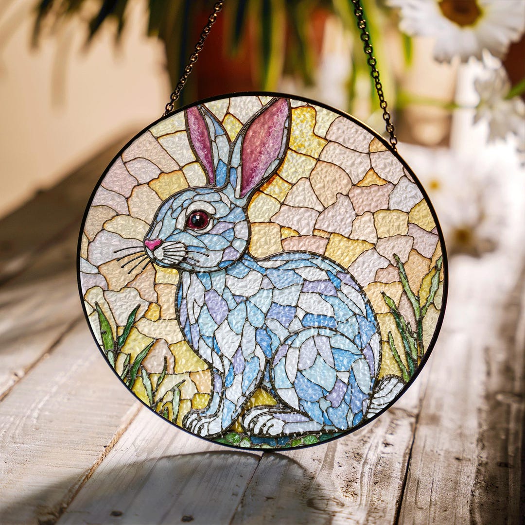 Stained Glass Rabbit Suncatcher Unique Window Decor Gift for Animal ...