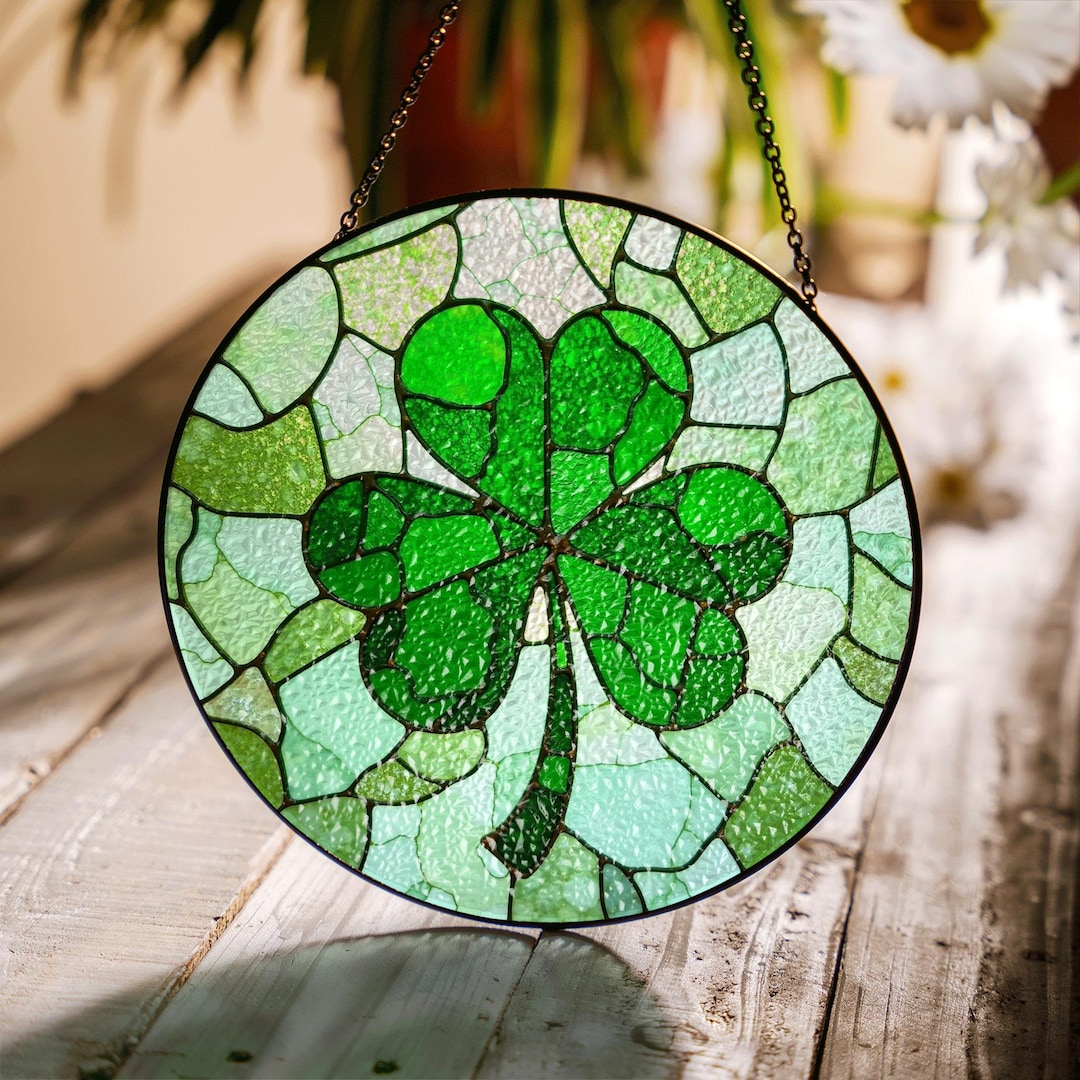 Shamrock Stained Glass Suncatcher Green Glass Window Decoration Gift ...