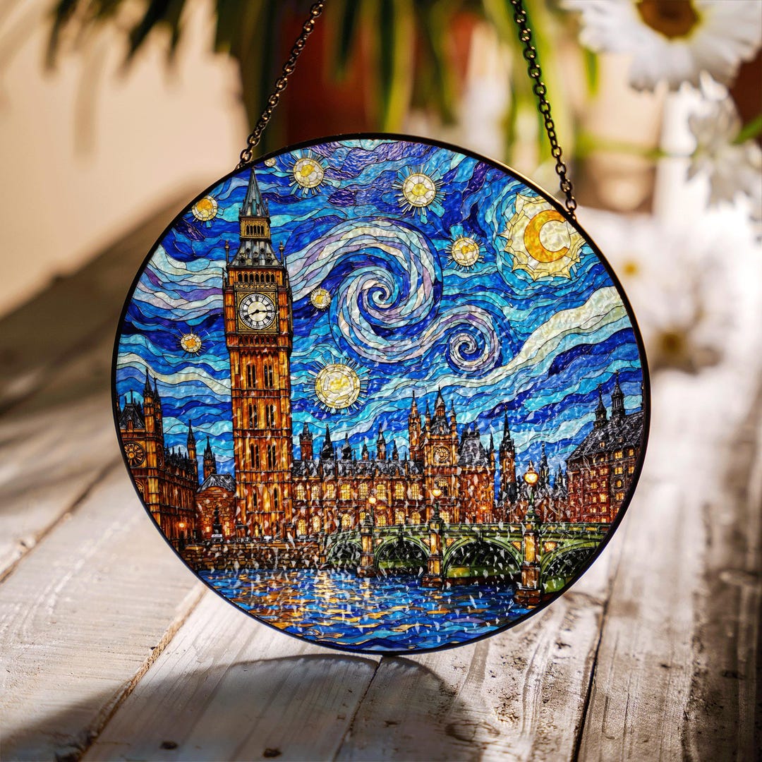 Starry Night Big Ben Suncatcher Handmade Art Gift for Her Decorative ...
