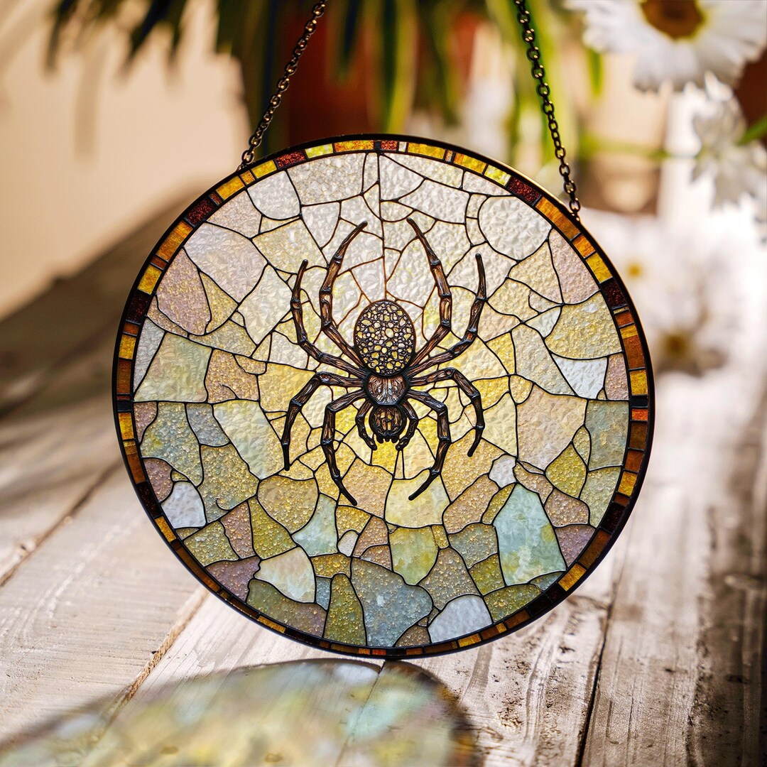 Spider Stained Glass Art Suncatcher Gothic Window Decor Gift for ...