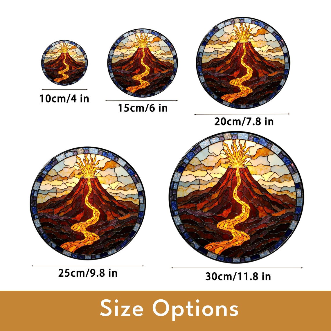 Suncatcher Stained Glass Volcano Eruption With Flowing Lava ...
