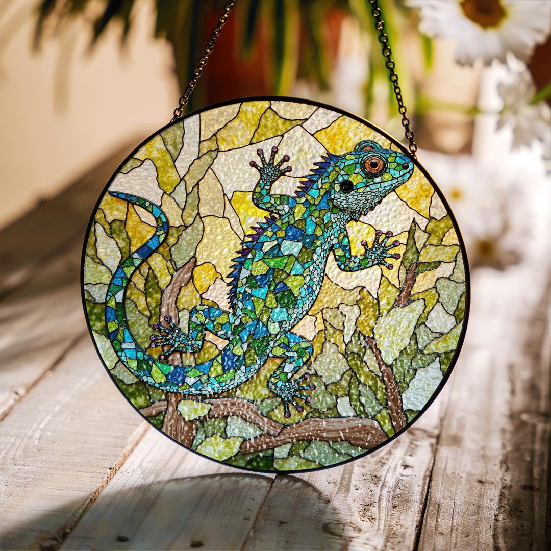 Lizard Stained Glass Suncatcher Window Decor Gift for Reptile Lovers - Etsy