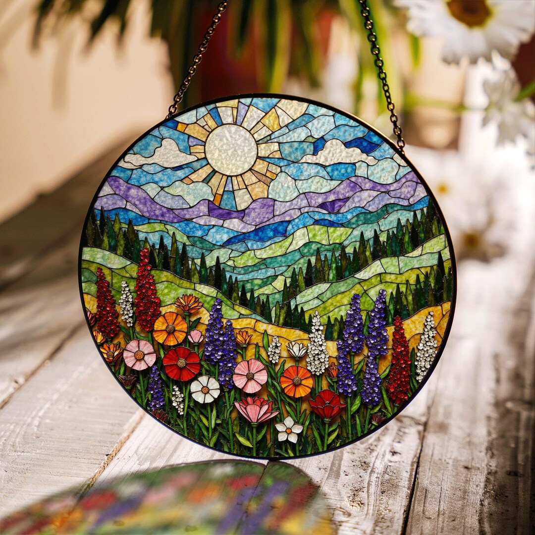 Colorful Flower Stained Glass Sun Catcher Window Art Gift for Her - Etsy
