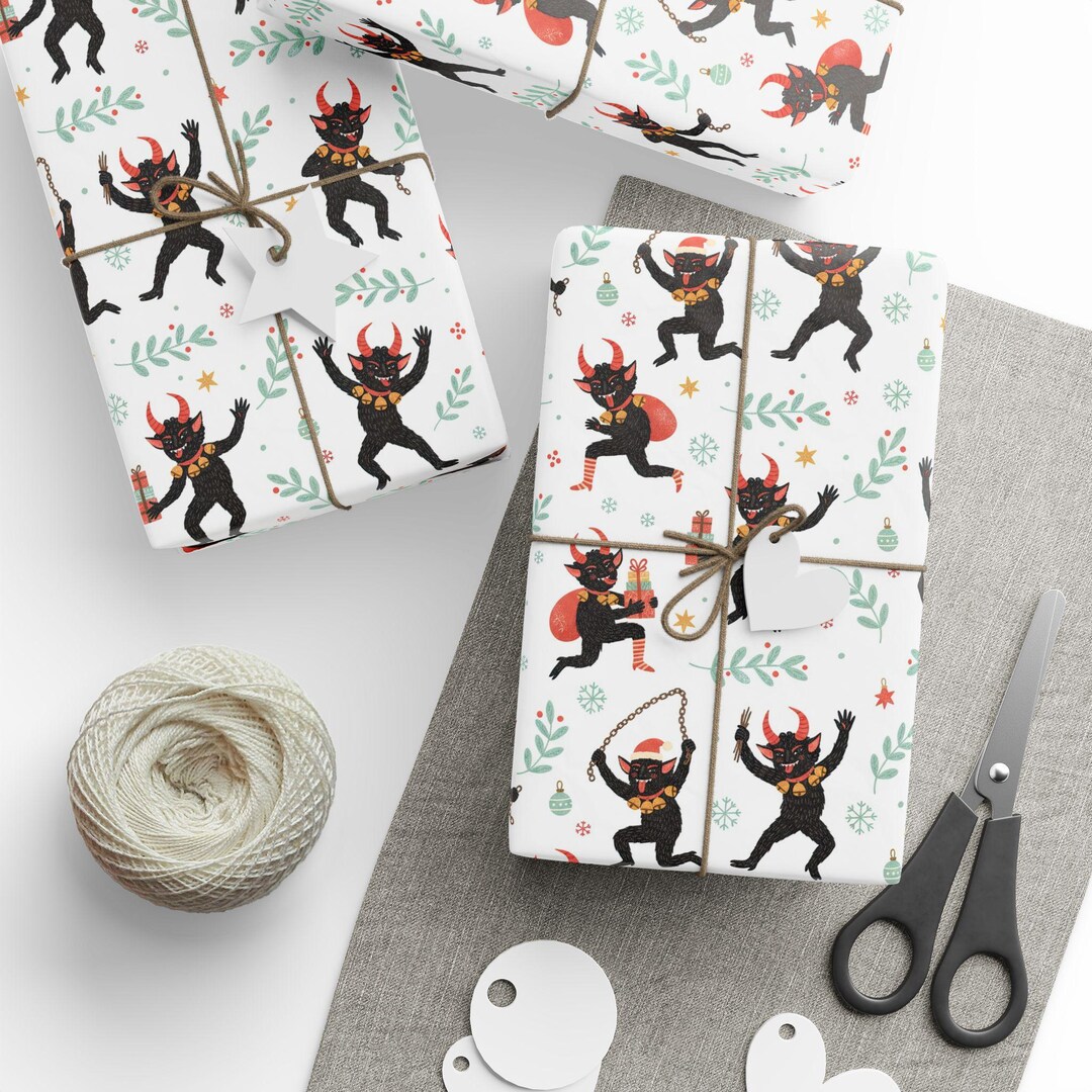 Krampus Devil Wrapping Paper Vintage Gothic Christmas Gift Wrap Funny ...