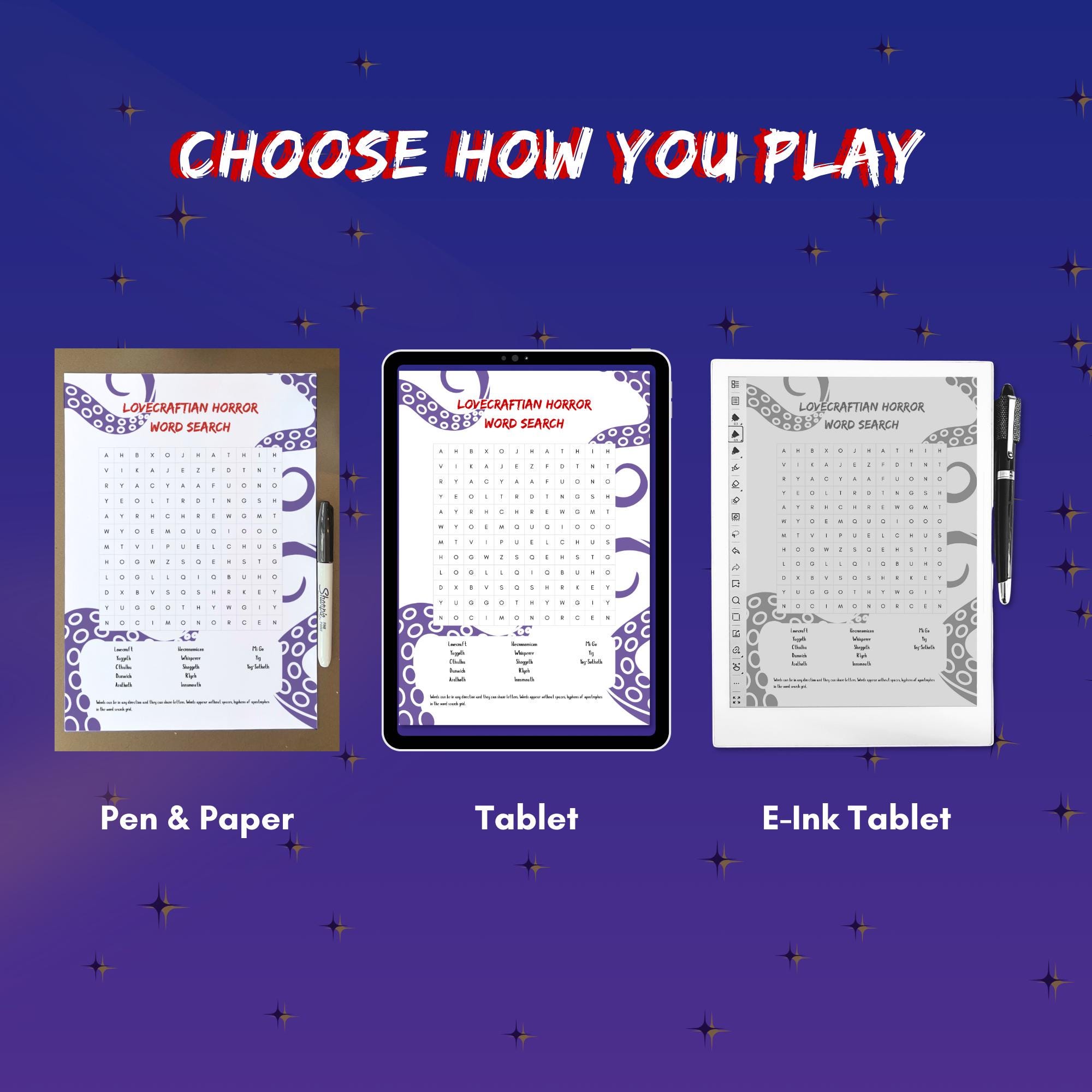 Lovecraftian Horror Word Search, Printable Horror Puzzle or Play on ...