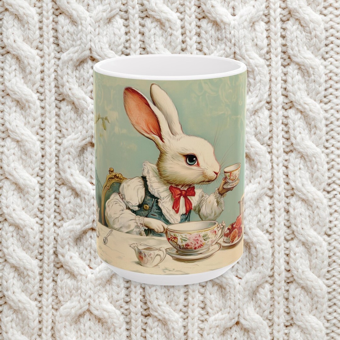 Alice in Wonderland, White Rabbit Mug, Cute Tea Party Gift, Vintage ...