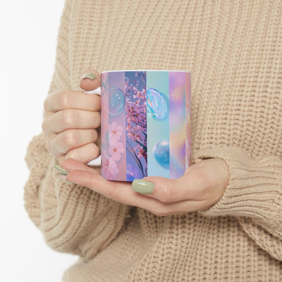 Y2K Pastel Floral Bubble Mug, Soft Vaporwave Tea Cup, Cute Coffee Cup ...