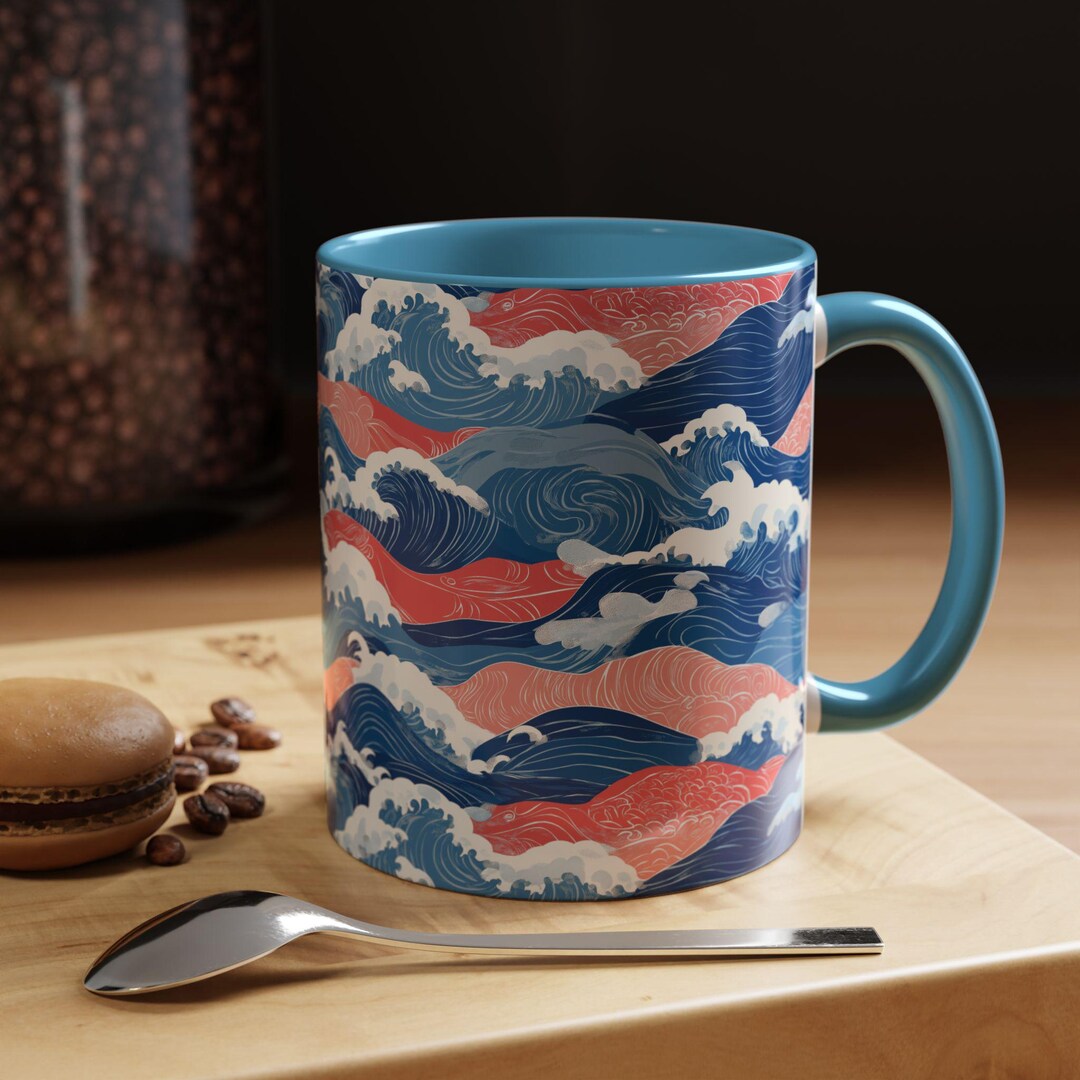 Japanese Ocean Waves Coffee Cup Japan Tea Cup Ceramic Mug Japanese Art ...