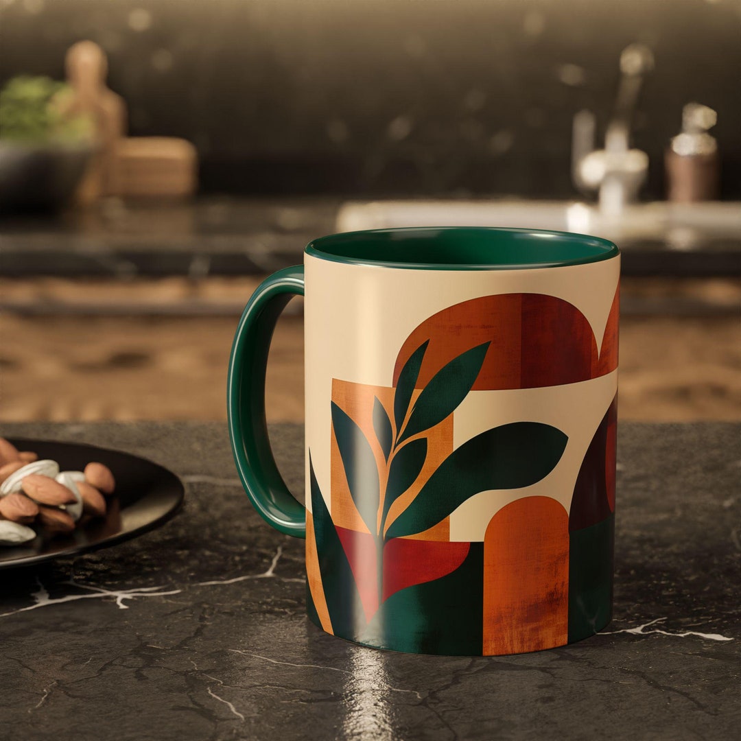 Abstract Boho Plant Coffee Mug, Modern Design, Unique Housewarming Gift ...