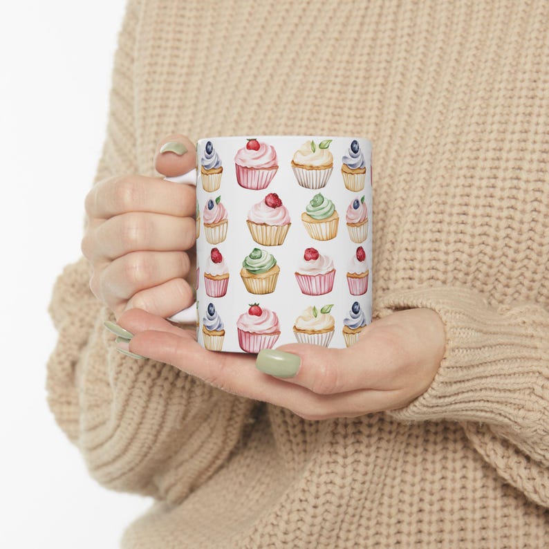 Cute Cupcake Ceramic Mug Dessert Coffee Cup Gift for Bakers Sweet Treat ...
