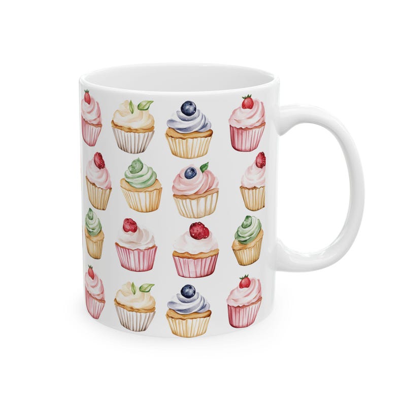 Cute Cupcake Ceramic Mug Dessert Coffee Cup Gift for Bakers Sweet Treat ...
