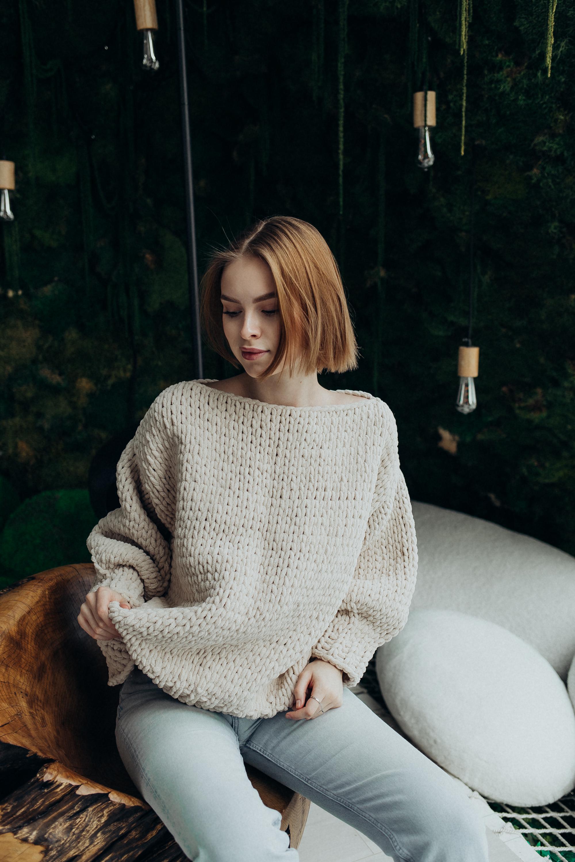 Handmade Chunky Knit Sweater, Oversized Plush Pullover - Etsy