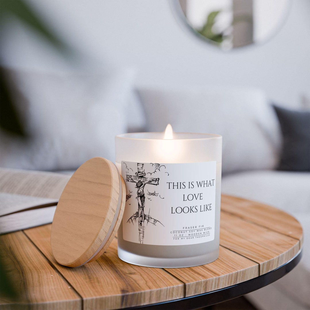 Catholic Wooden Wick Candle | Crucifix Catholic Soy Blend Candle ...