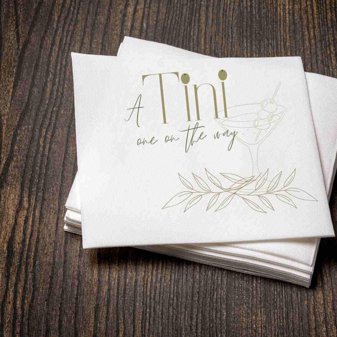 A Tini One on the Way _ Cocktail Napkin Template - Etsy
