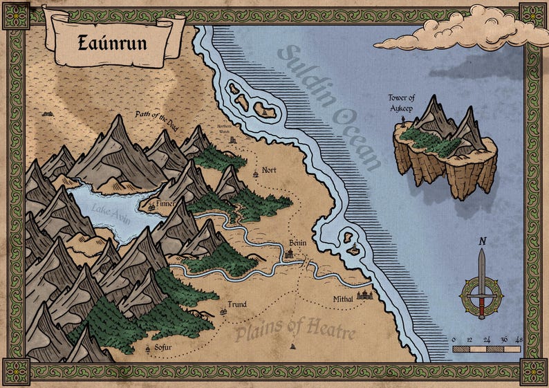 Full Color Custom Map - Etsy