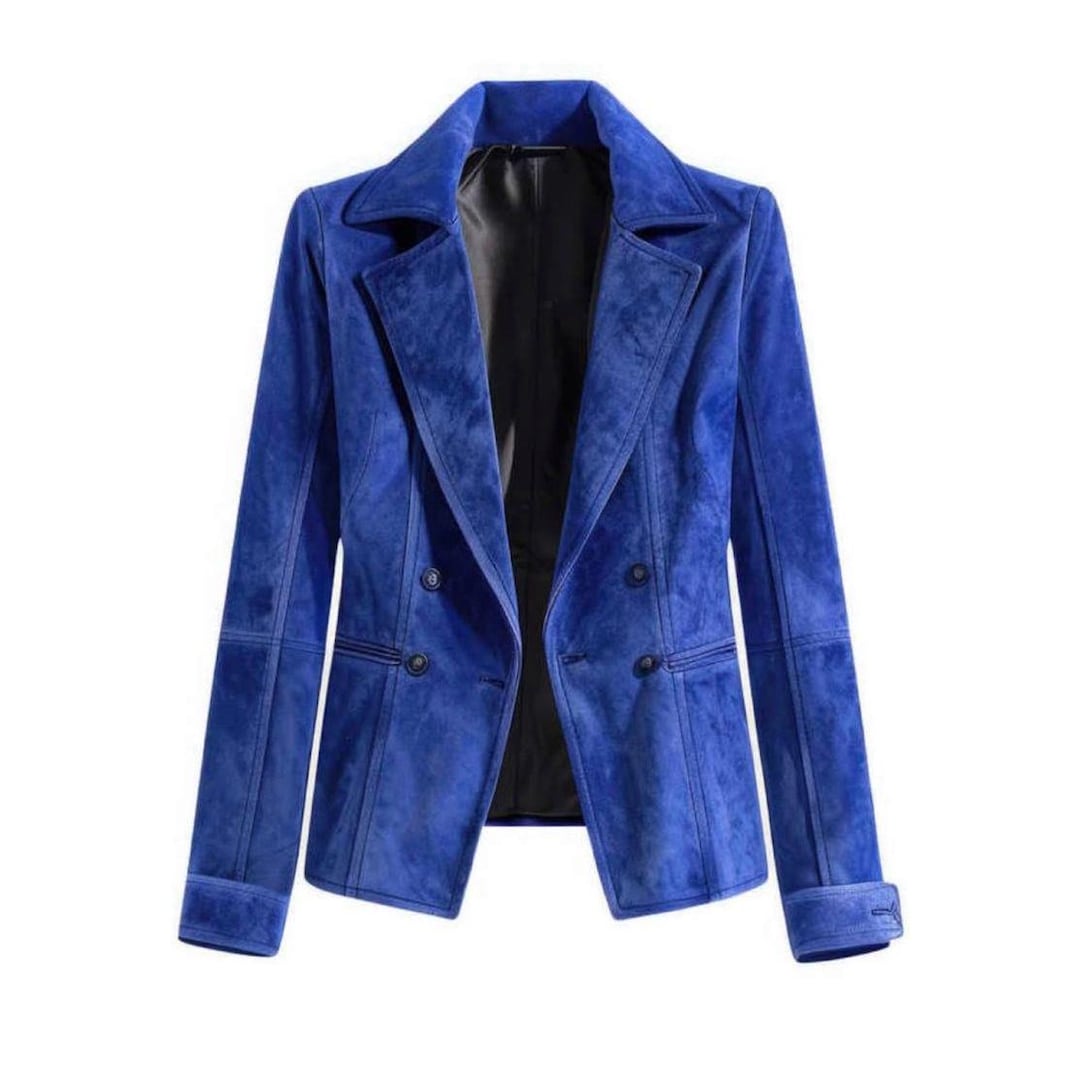 Mens Royal Blue Suede Leather Jacket Classic Tailored Blazer - Etsy
