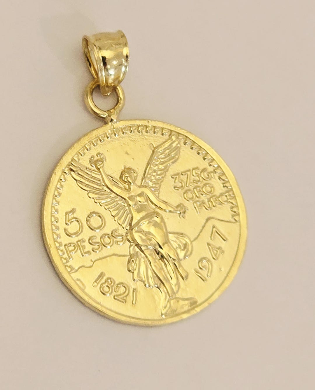 14k Solid Gold Centenario Pendant - Etsy