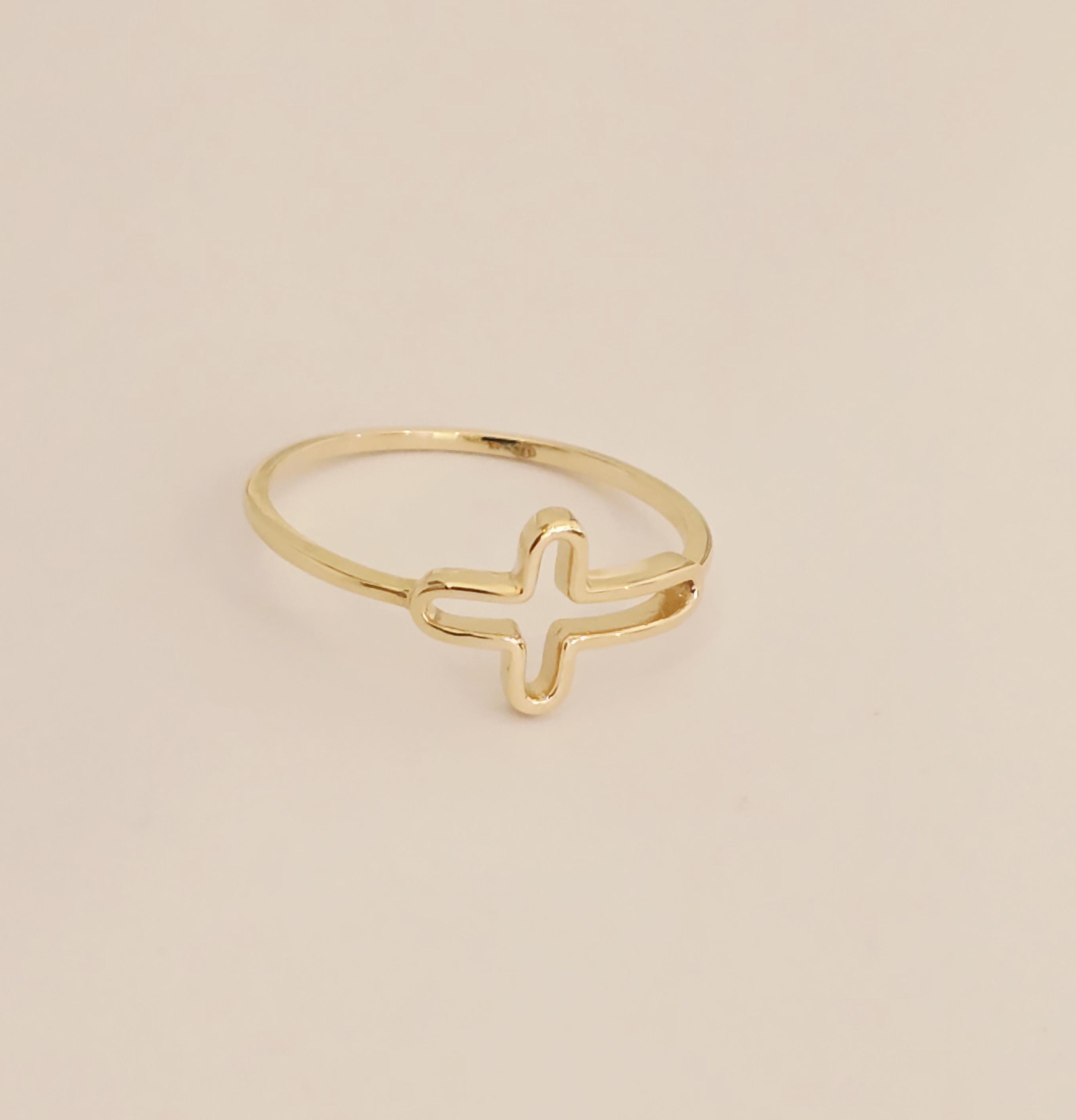 14k Gold Cross Ring: Yellow Gold - Etsy