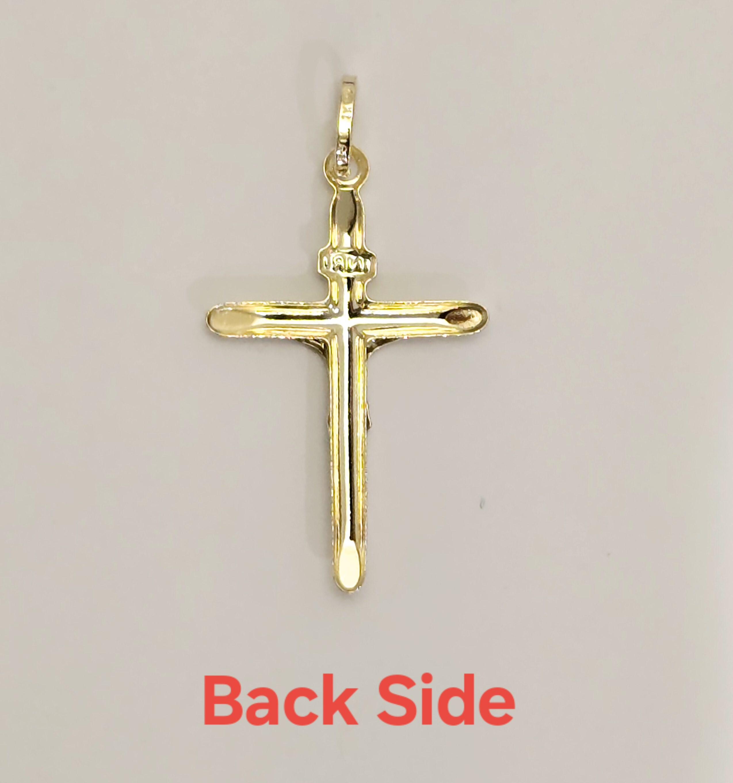 14k 2 Tone Solid Gold Religious INRI Cross Crucifix Traditional Pendant ...