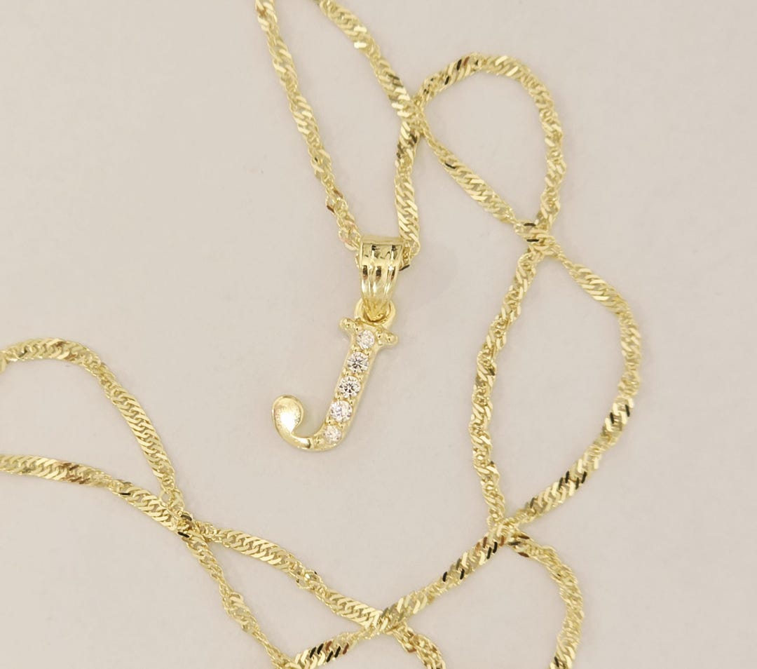 144 Solid Gold Initial J Pendant - Etsy