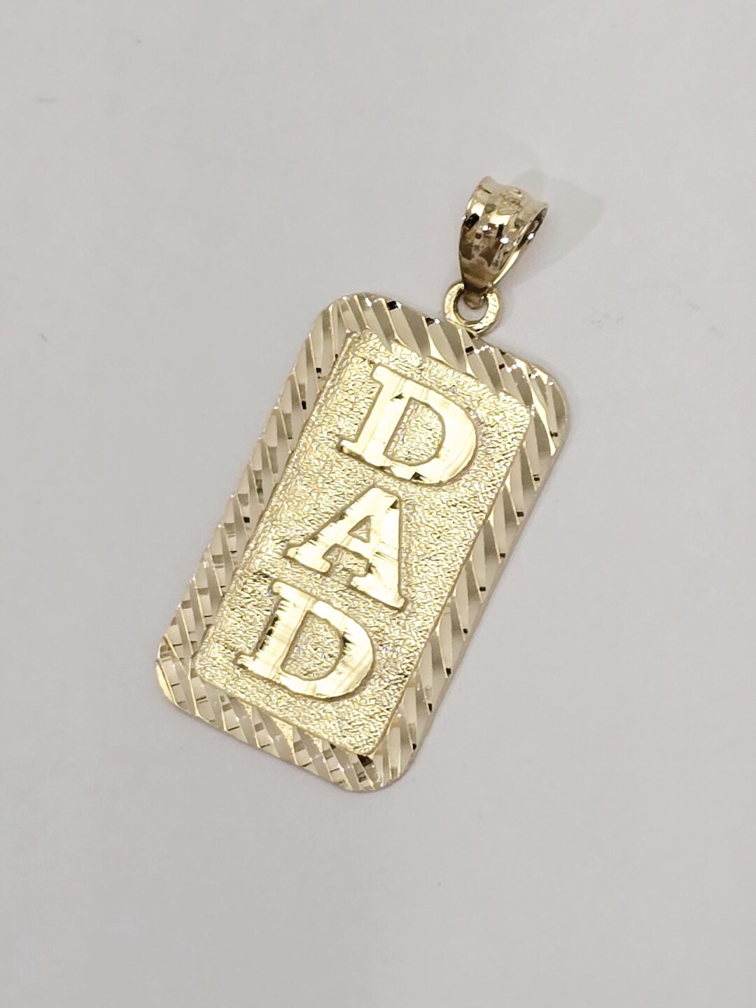 14k Solid Gold Dad Papa Gift Diamond Cut Pendant Necklace - Etsy