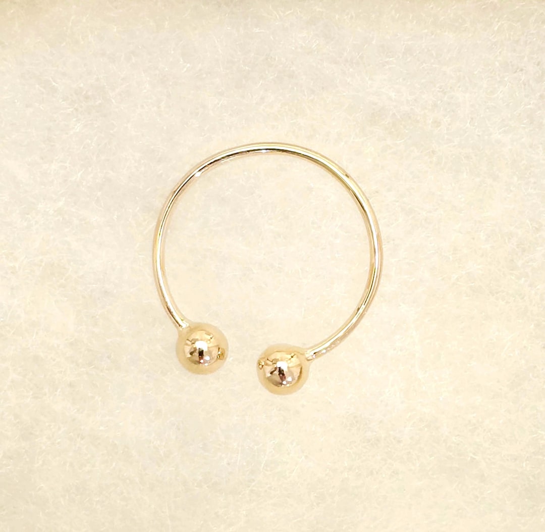 14k Solid Yellow Gold Fancy Open Cuff Ball Ring - Etsy