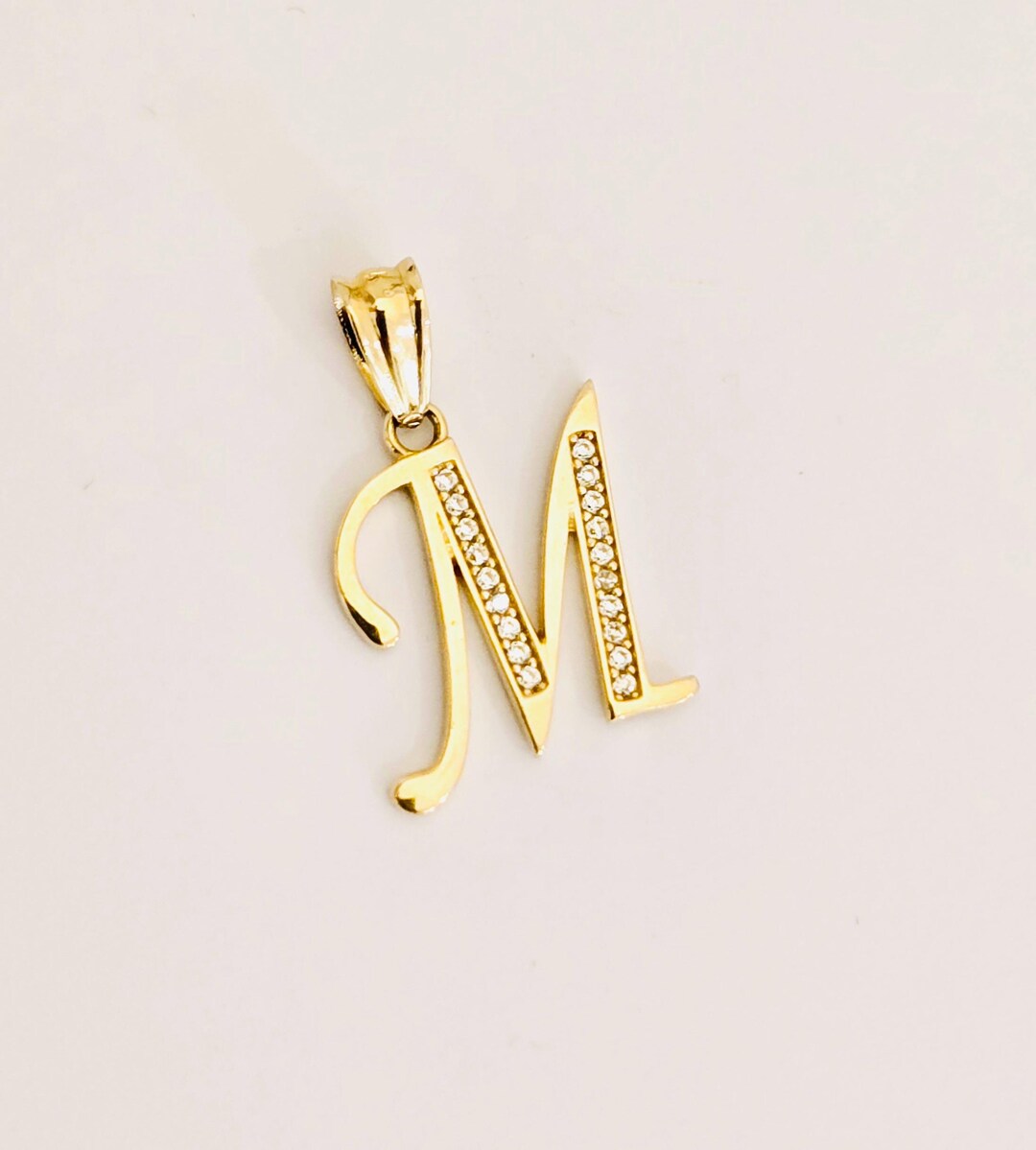 14k Solid Gold Initial M Pendant: ( 15x20 Mm ) - Etsy