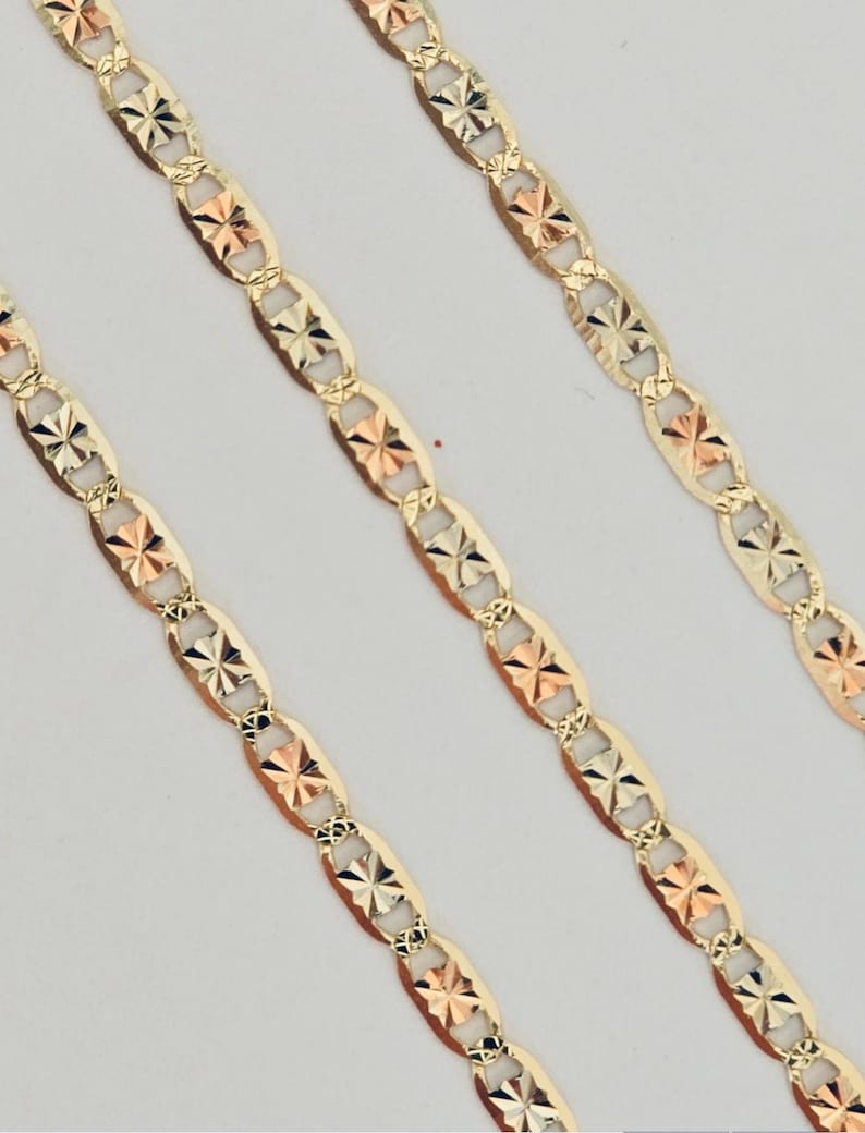 Valentino 14k Solid Gold 3 Color With Star Valentino Chain Cadena - Etsy