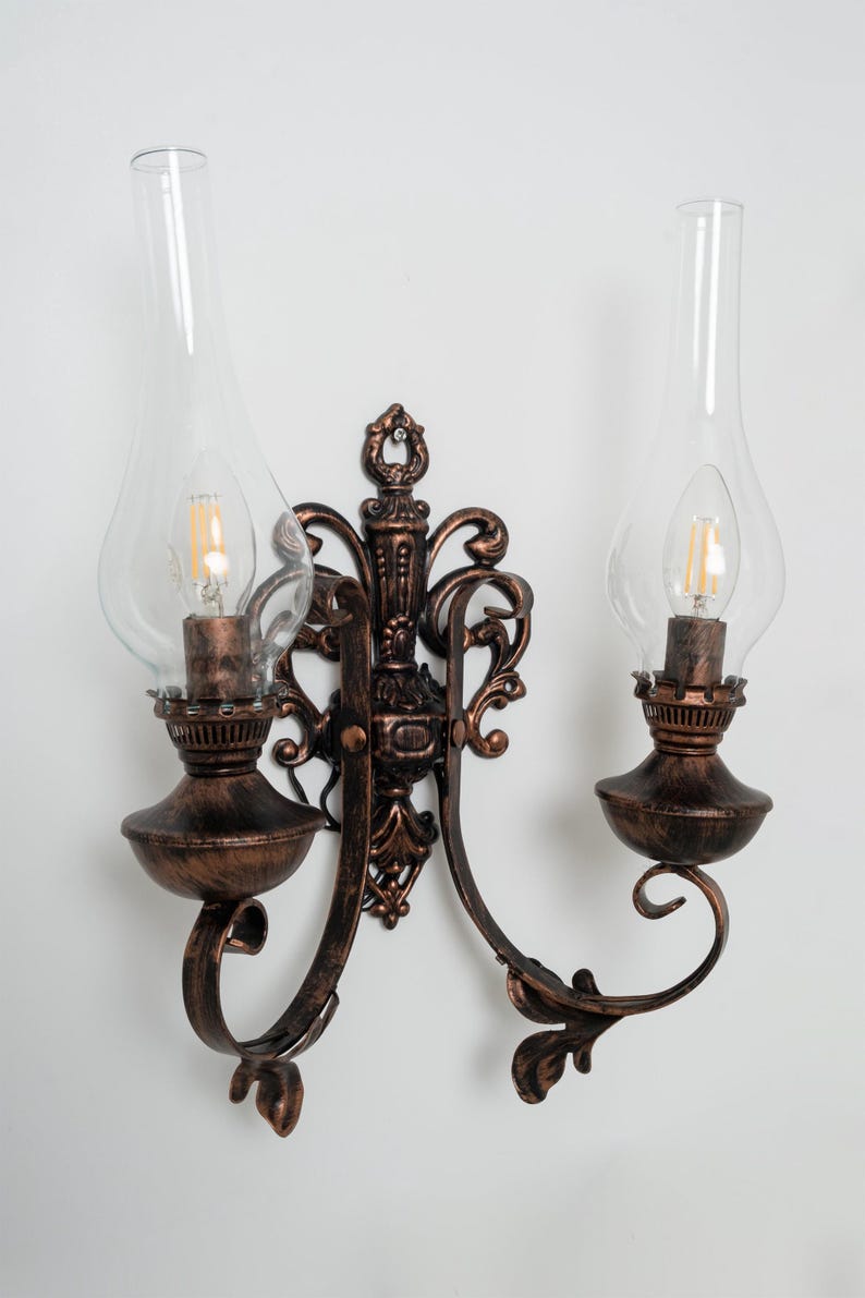 Wrought Iron Nostalgic Lamp Set, Electric Gas Wall Lamp, Double E14 ...