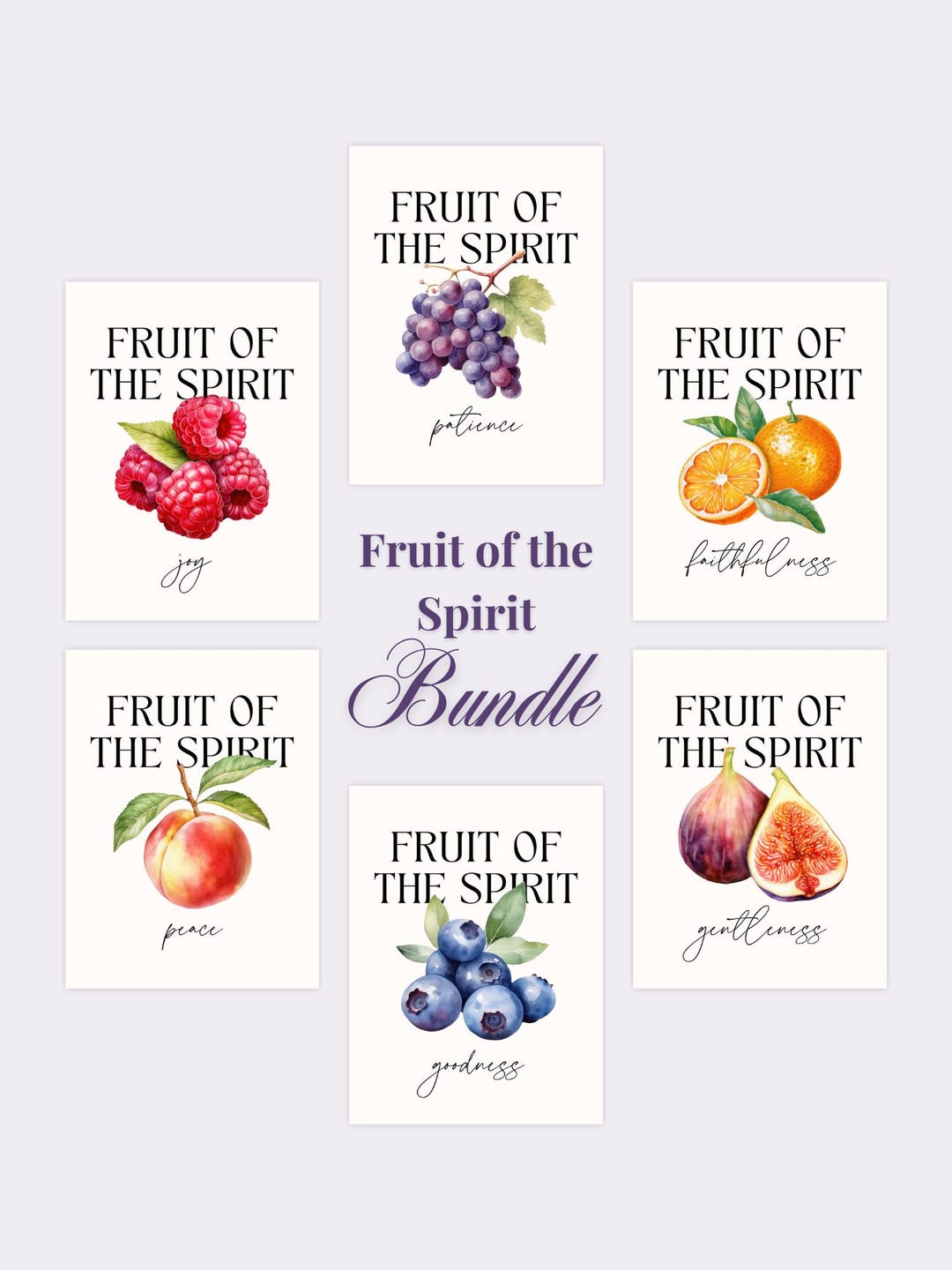 Fruit of the Spirit Bundle - Christian Wall Art Set 9 Prints - Bible ...