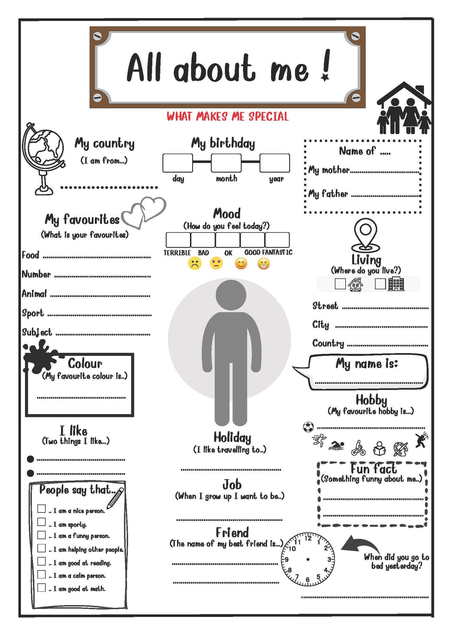 All About Me for Grade 1-3 English Worksheet - Etsy