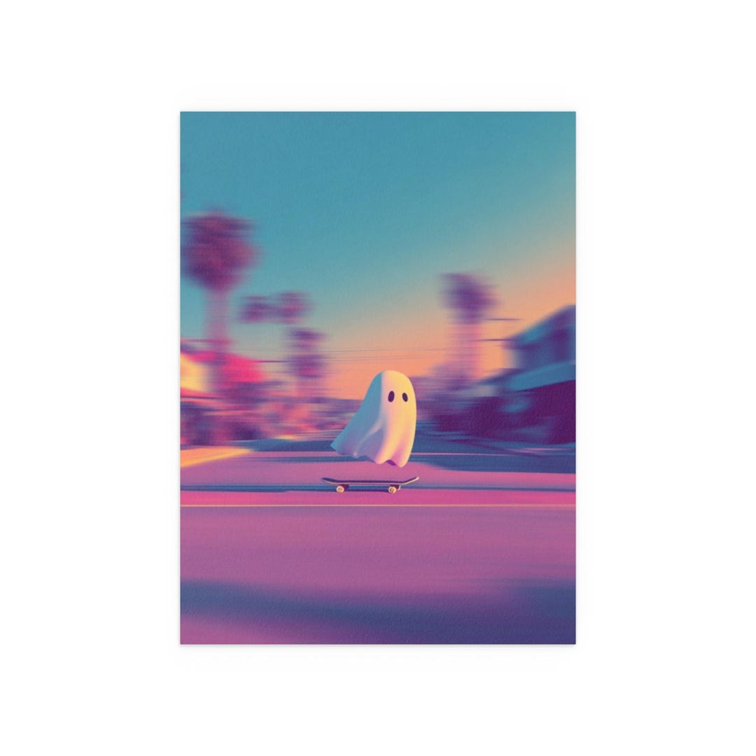 Ghost Skateboard Halloween Poster: Spooky Minimalist Wall Art - Etsy