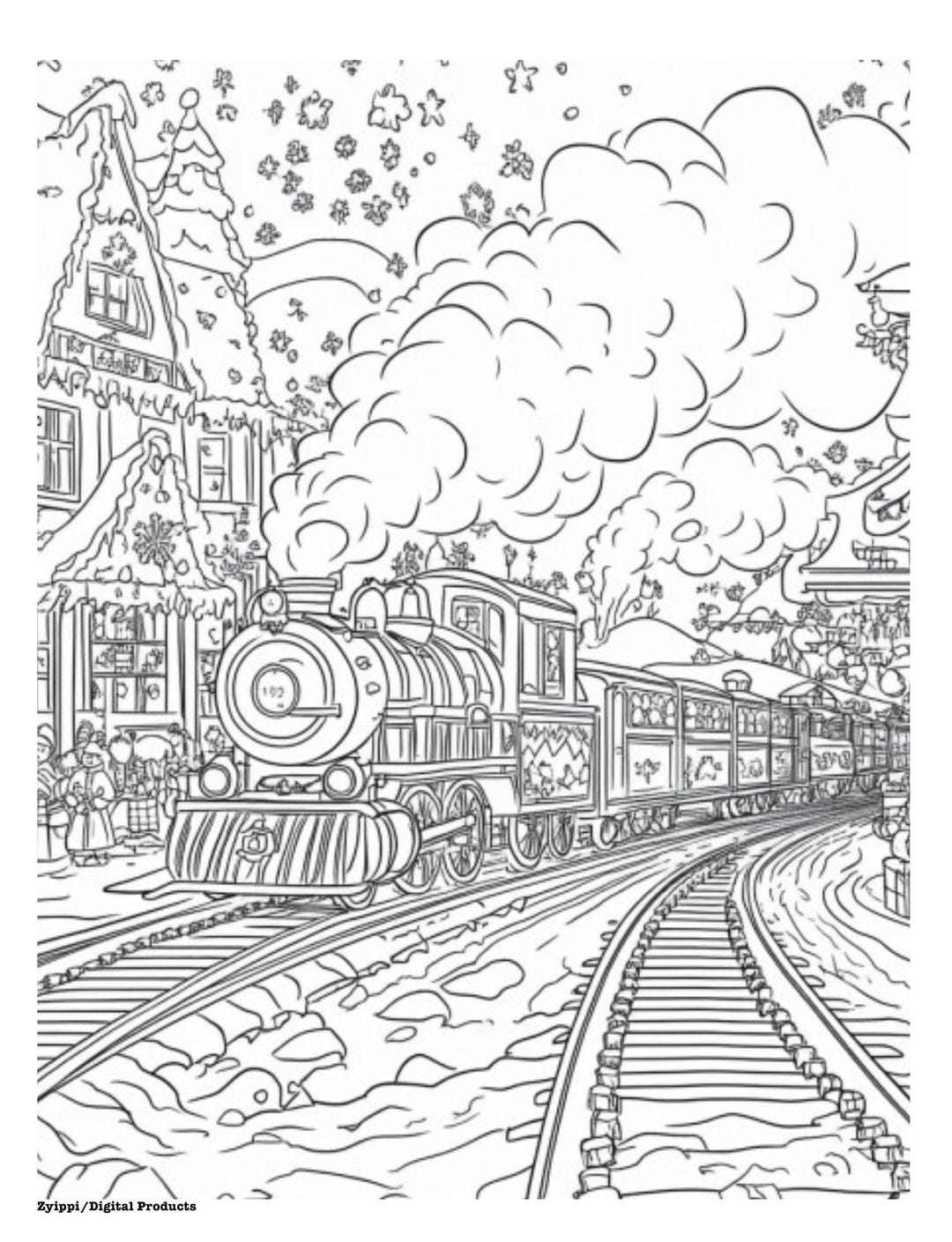 Train Coloring Page - Etsy