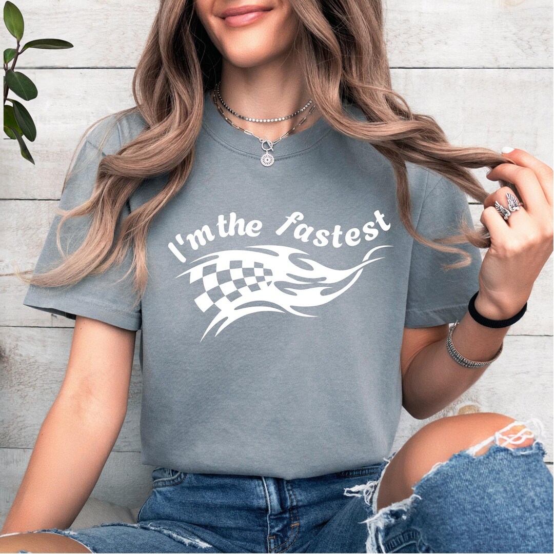 I'm the Fastest Pit Crew Shirt Matching Race Car Tshirt Checkered Flag ...