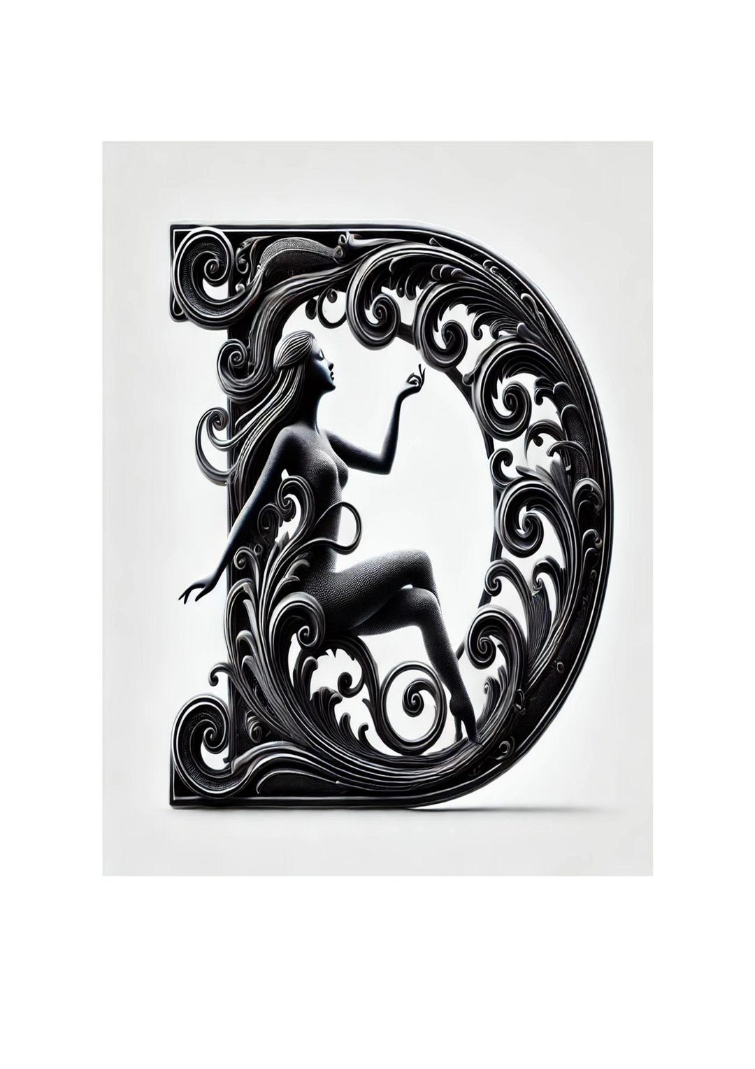Luxurious & Artistic Letter D Wall Art | Baroque Style - Etsy
