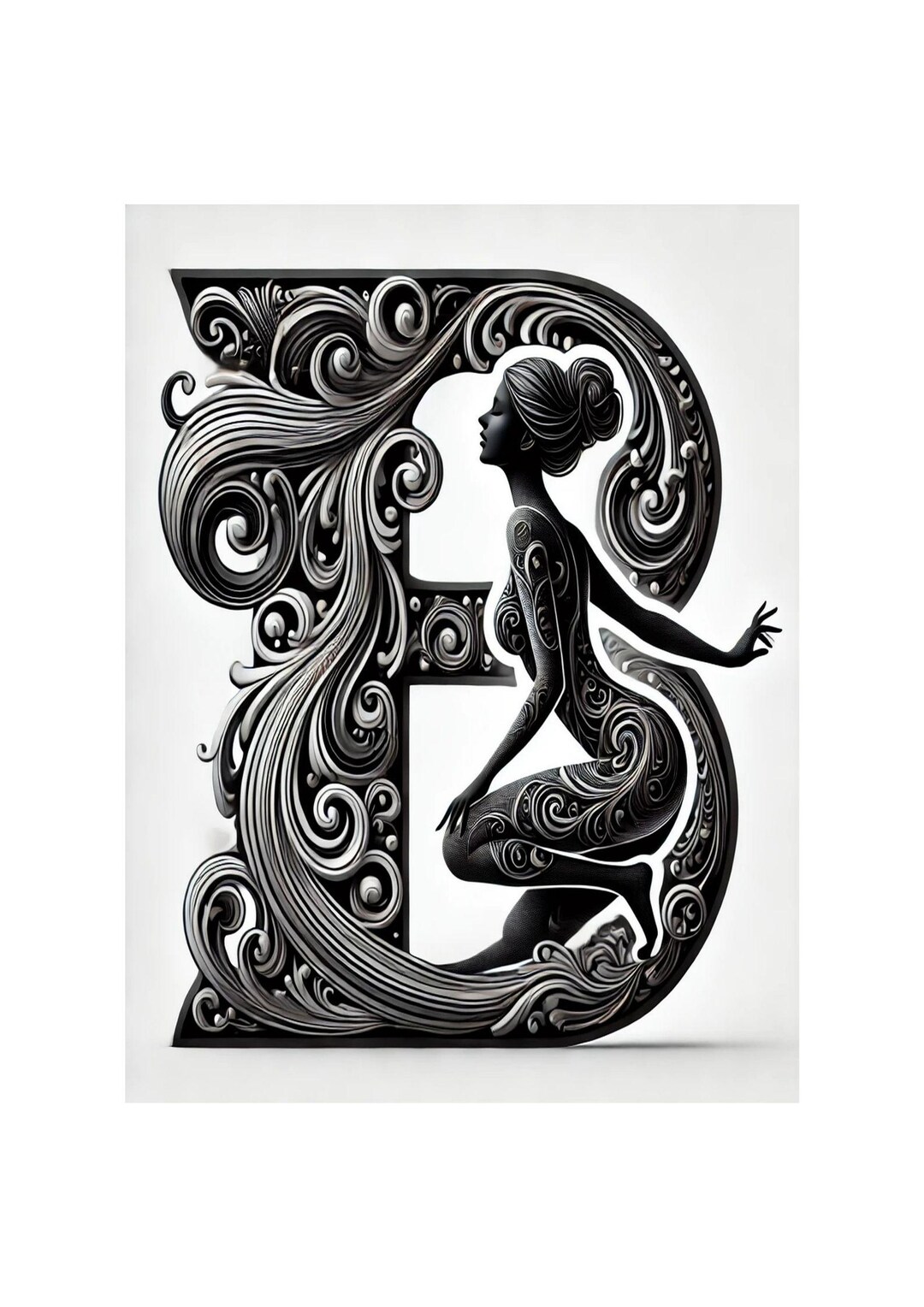 Luxurious & Artistic Letter B Wall Art | Baroque Style - Etsy