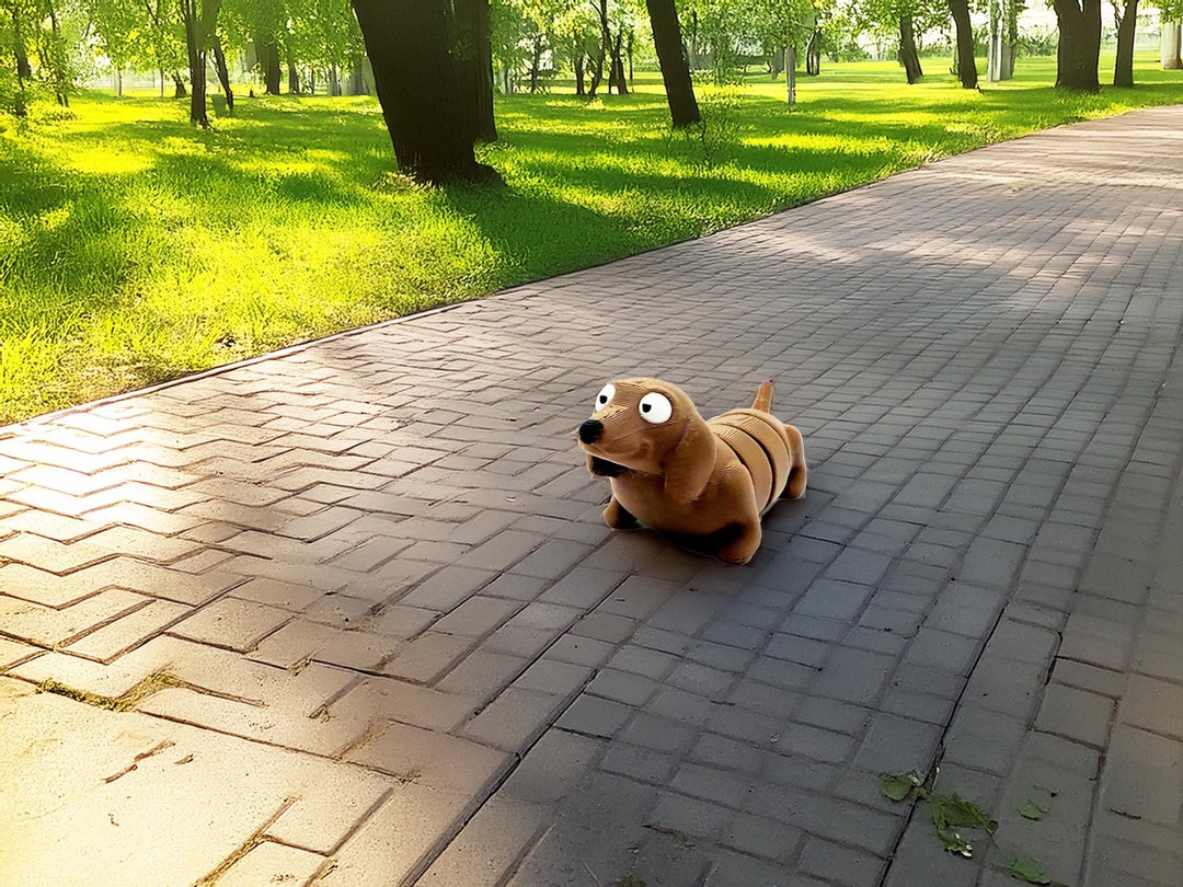 Dachshund Flexi Fidget Dog 3D Printed Moving ADHD Collectible Dog Lover ...