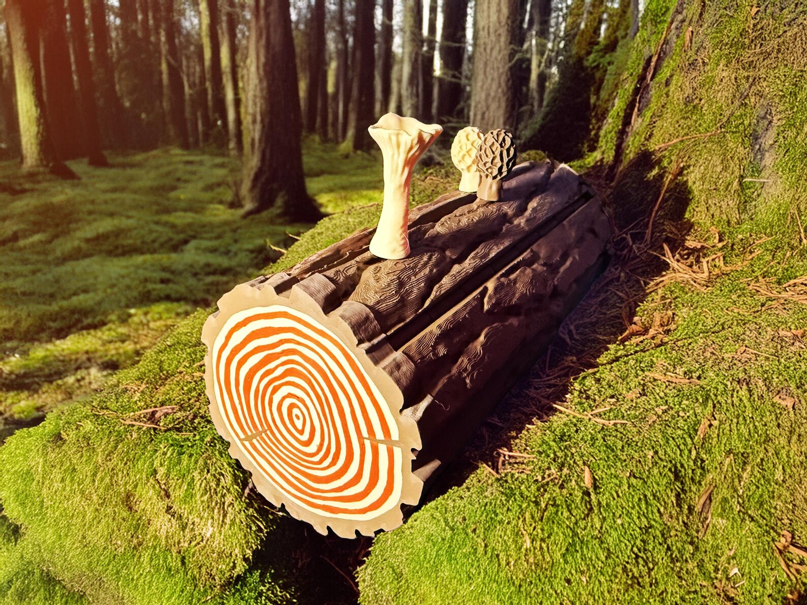 Chessboard Tree Trunk Design With Mushroom Chess Pieces Magnetic Travel ...