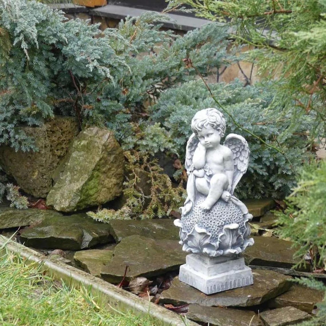 Angel Baby Cement Statue, Garden Statue, Yard Statue, Angel Statue, Boy ...